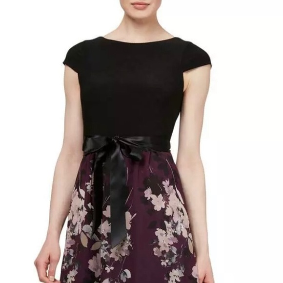 SLNY | Dresses | Womens Formal Dress Sizes 14 16 Floral Purple Black ...